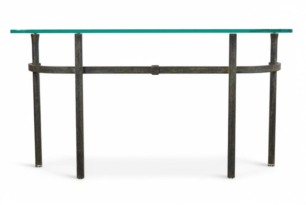 Rubbing | A Brutalist style verdigris wrought iron and clear glass ...