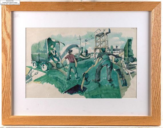 Hywel Harries | Dockside Workers | MutualArt