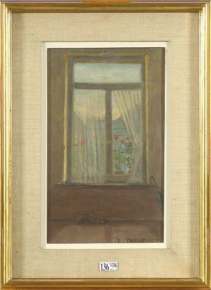 Louis Thévenet | Huile sur carton double face Vue d’une fenêtre dans un ...