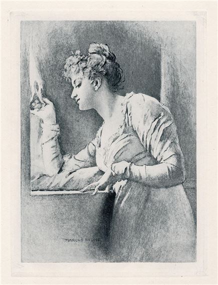 Marcus Stone | Marcus Stone A Welcome Footstep 1888 print | MutualArt