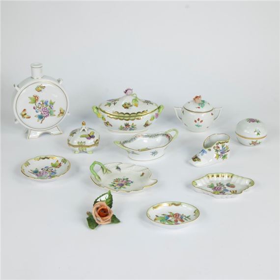 Herend Porcelain Factory | Collection of Herend porcelain with floral ...