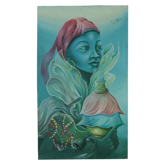 Roy F. Charles | original painting on canvas board featuring a stylized ...
