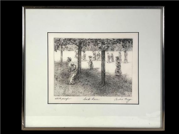 Caroline Erney | Sack Race’ Drypoint Etching by Caroline Erney | MutualArt