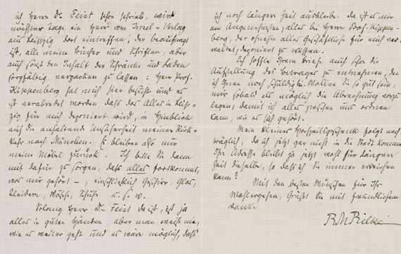 Rainer Maria Rilke | Eigenhändiger Brief an Rosa Schmid (1875 - 1926 ...