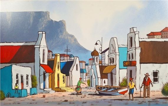 Johan Manefeldt | BEAUTIFUL GILT FRAMED COLOURFUL PRINT OF A TOWN SCENE ...