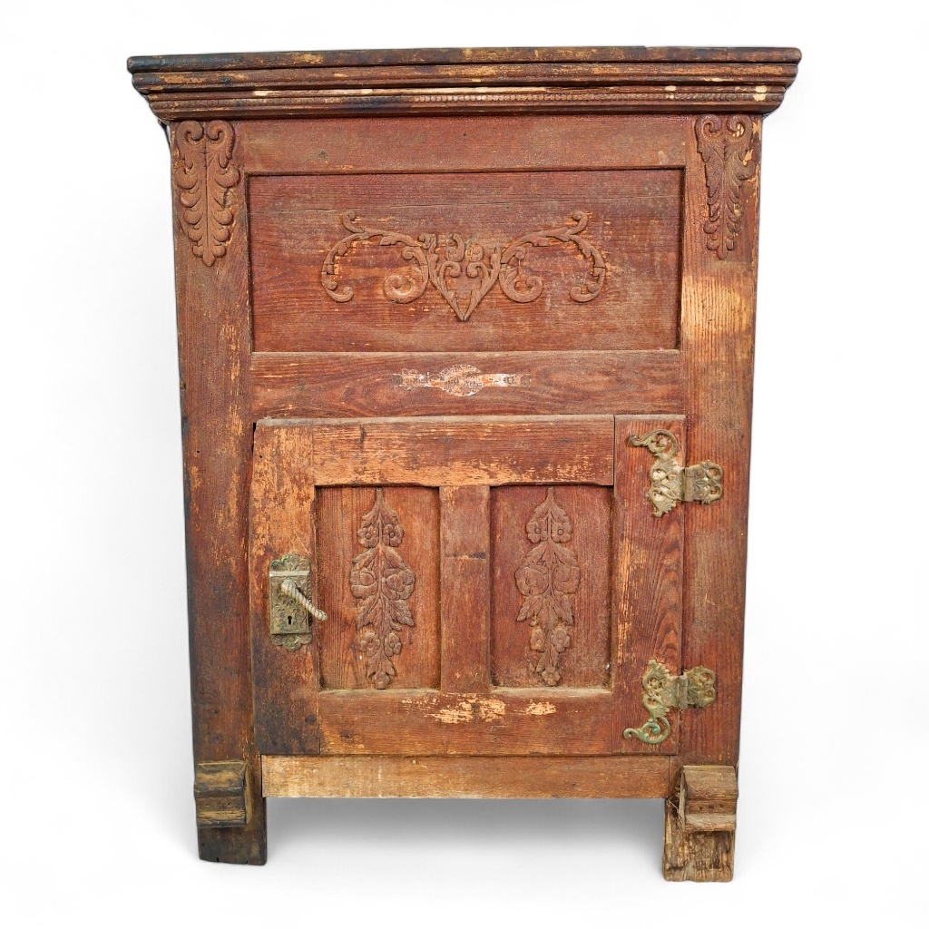 Leonard | ANTIQUE 19TH CENTURY CARVED OAK PANTRY ICE BOX FRIDGE FITTED ...