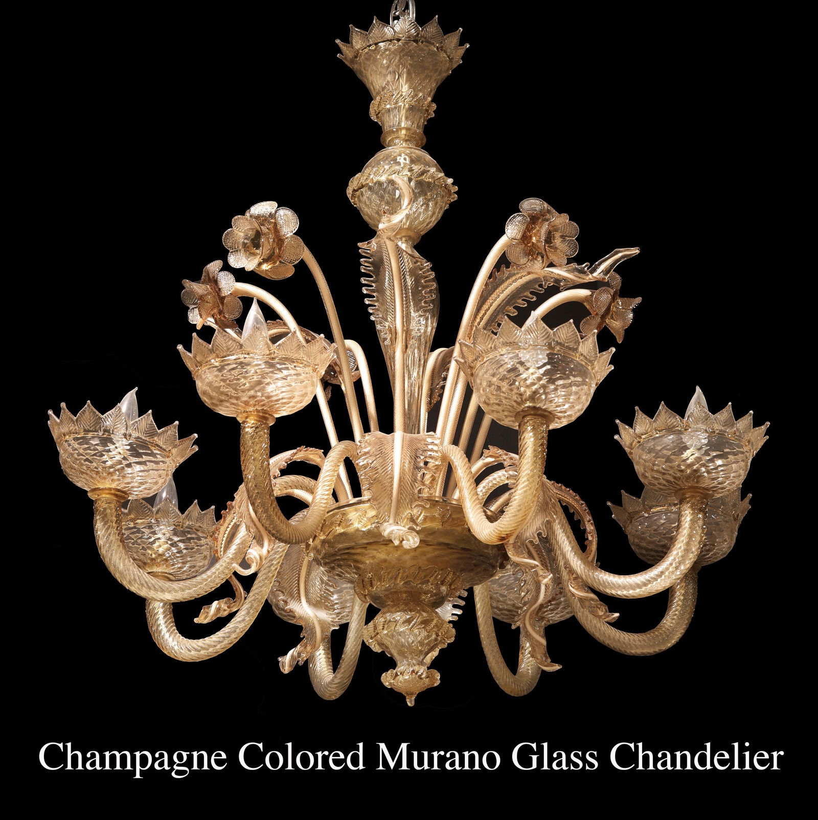 Murano | An Italian Murano Glass Champagne Color Chandelier | MutualArt