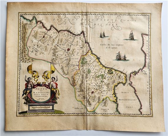 Willem Blaeu | 1640 MAP OF MOROCCO NORTH AFRICA BY WILLEM BLAEU ANTIQUE AUTHENTIC HAND COLORED ...