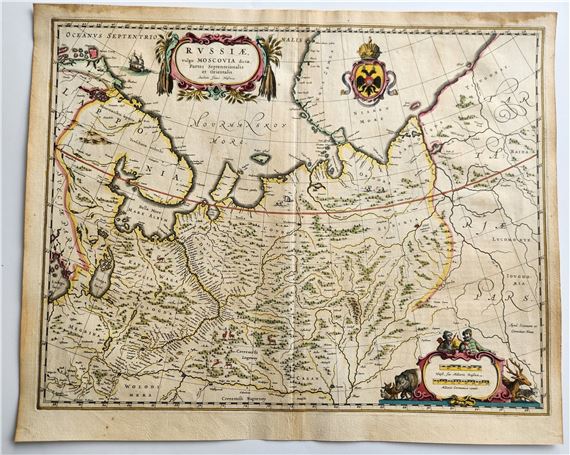 Willem Blaeu | 1640 MAP OF RUSSIA BY WILLEM BLAEU ANTIQUE AUTHENTIC HAND COLORED MOSCOVIA (1640 ...