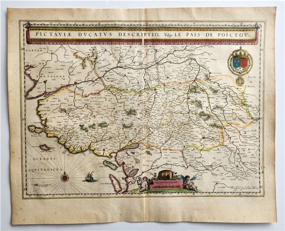 Willem Blaeu | 1640 MAP OF FRANCE PAIS DE POICTOV WILLEM BLAEU ANTIQUE AUTHENTIC HAND COLORED ...