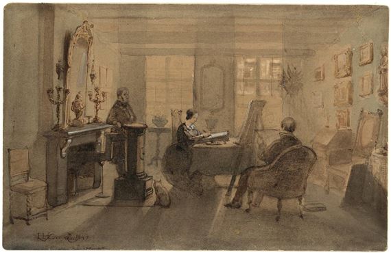 Hubertus Van Hove | People in homely interiors (1849) | MutualArt