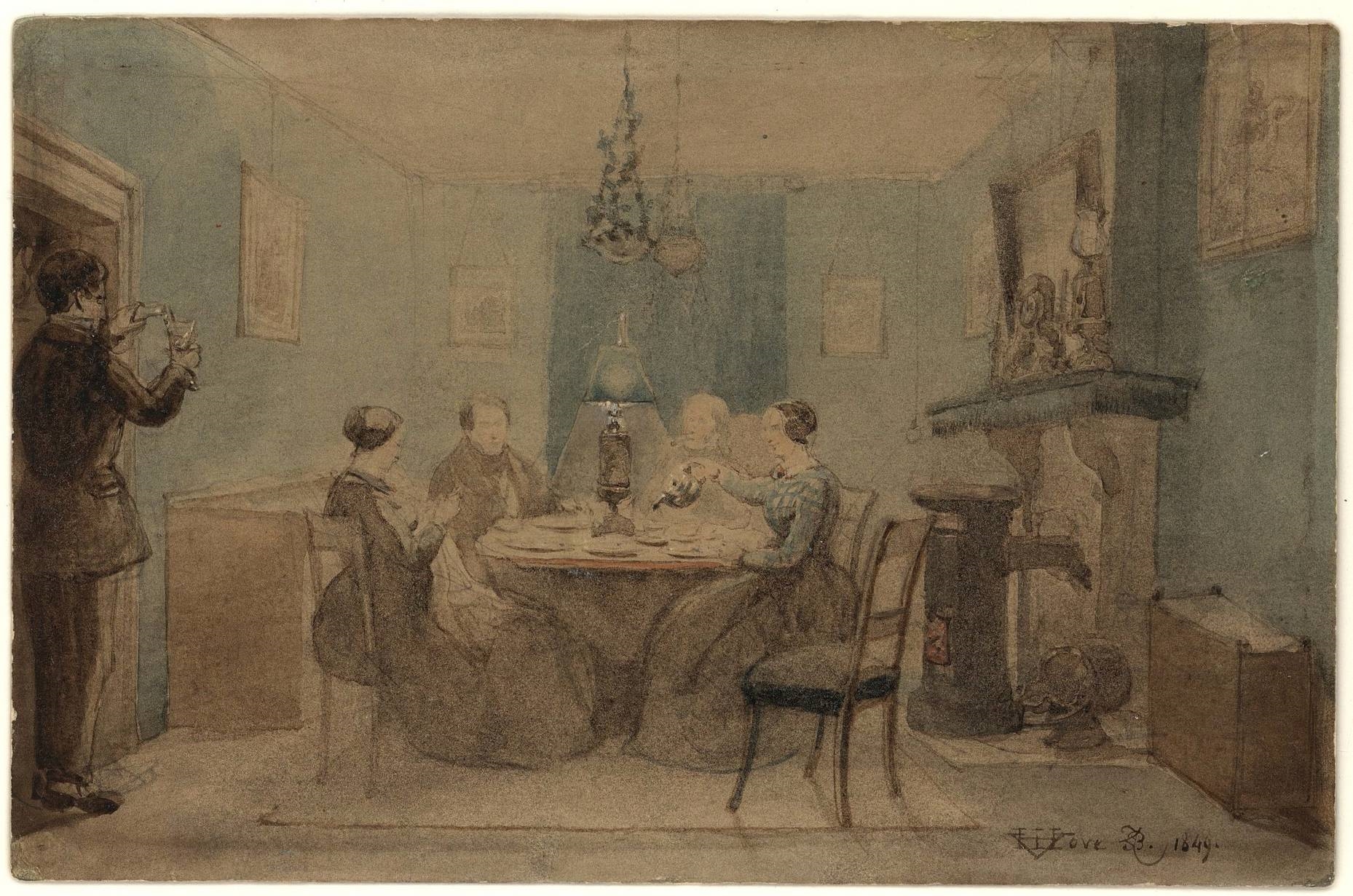 Hubertus Van Hove | People in homely interiors (1849) | MutualArt