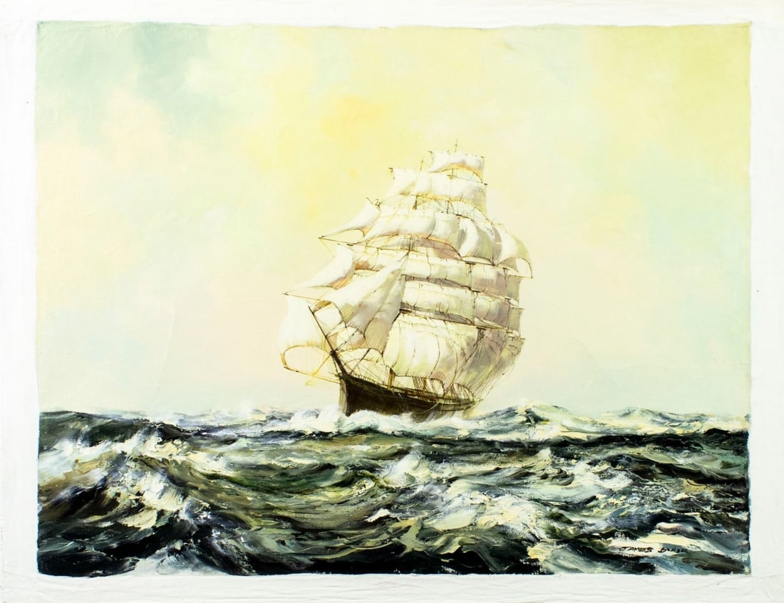 James Blade | Seascape with Sail Ship | MutualArt
