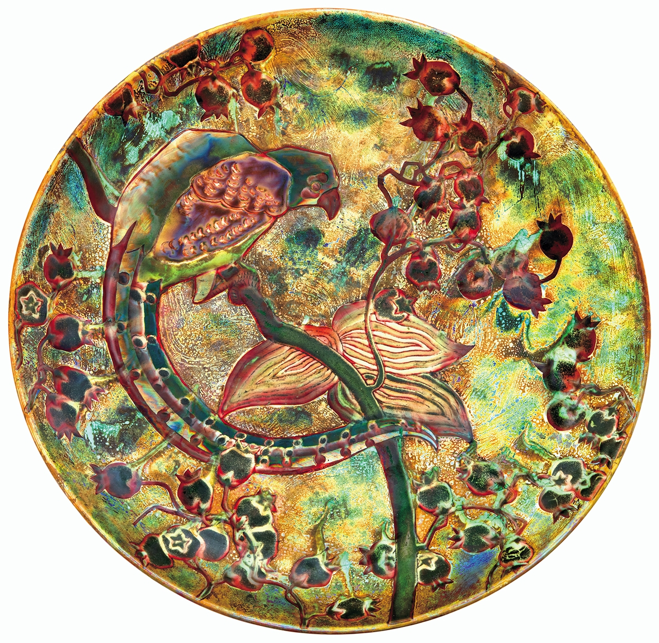 Zsolnay Ceramic Factory | Wall-Plaque with a Bird of Paradise Sitting ...