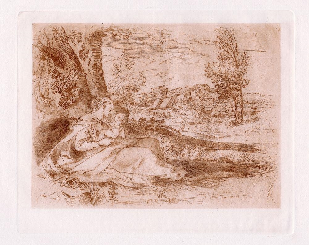 Titian | Titian Virgin and Child, with Landscape 1885 engraving | MutualArt