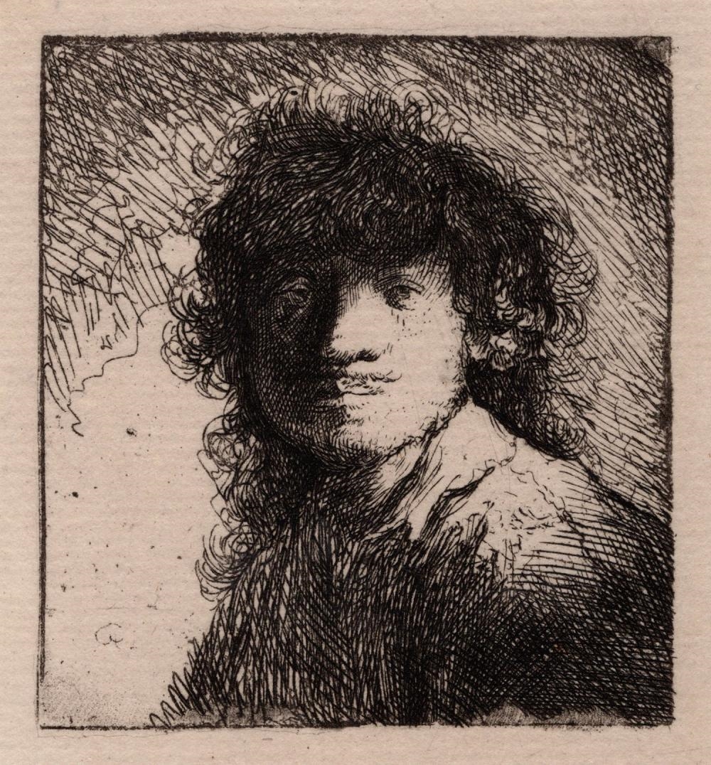 Rembrandt van Rijn | REMBRANDT 1800s Etching B332 Rembrandt Bareheaded DURAND | MutualArt