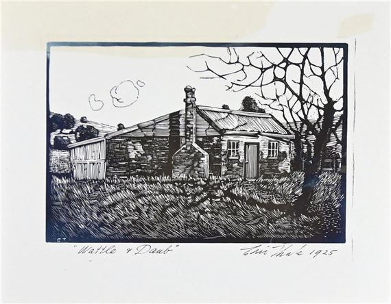 Eric Thake | Wattle and Daub 1925 relief engraving 8.5 x 13cm (image ...