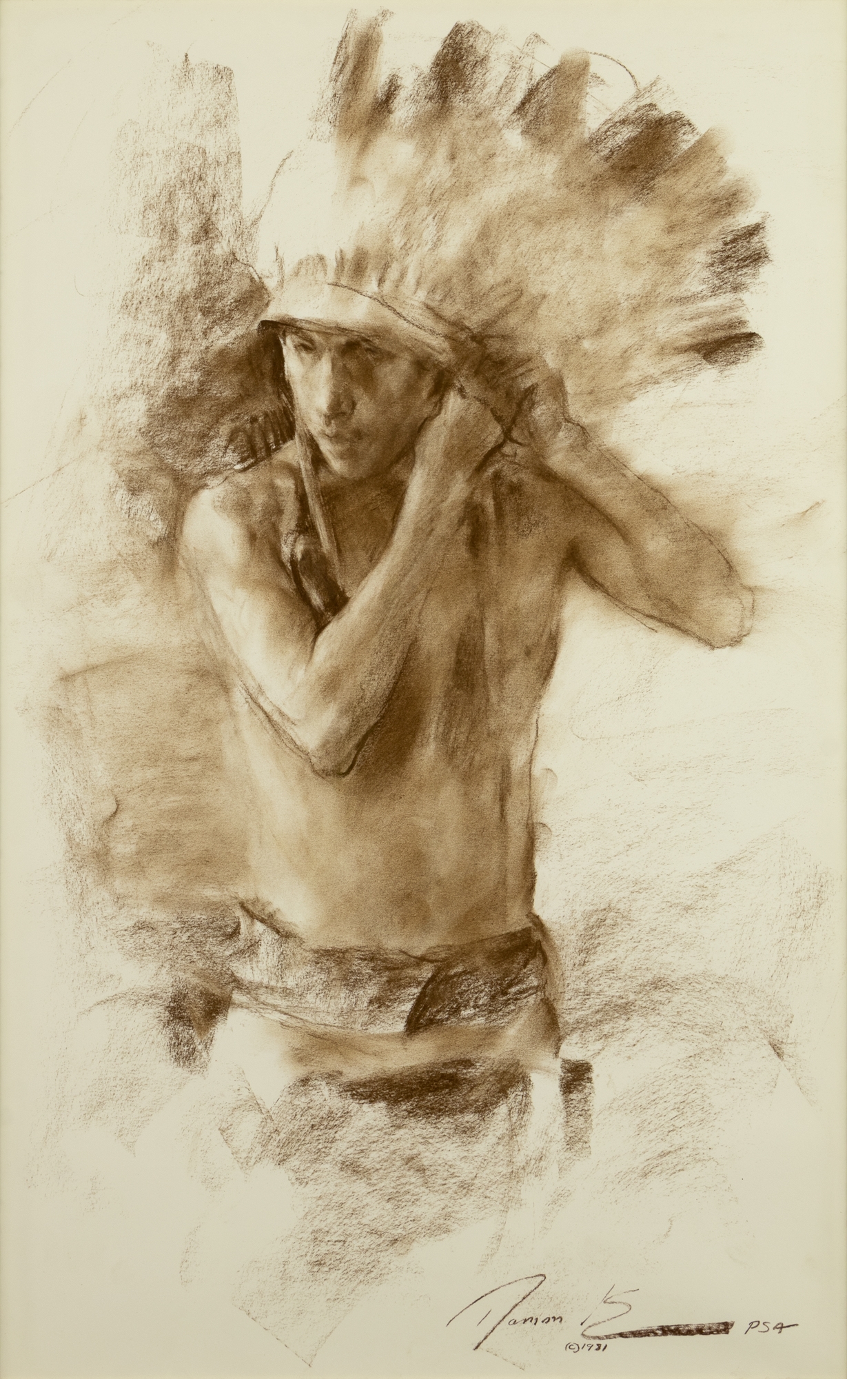 Ramon Kelley | Ramon Kelley (1939- ): Sioux Brave, 1981 (1981) | MutualArt