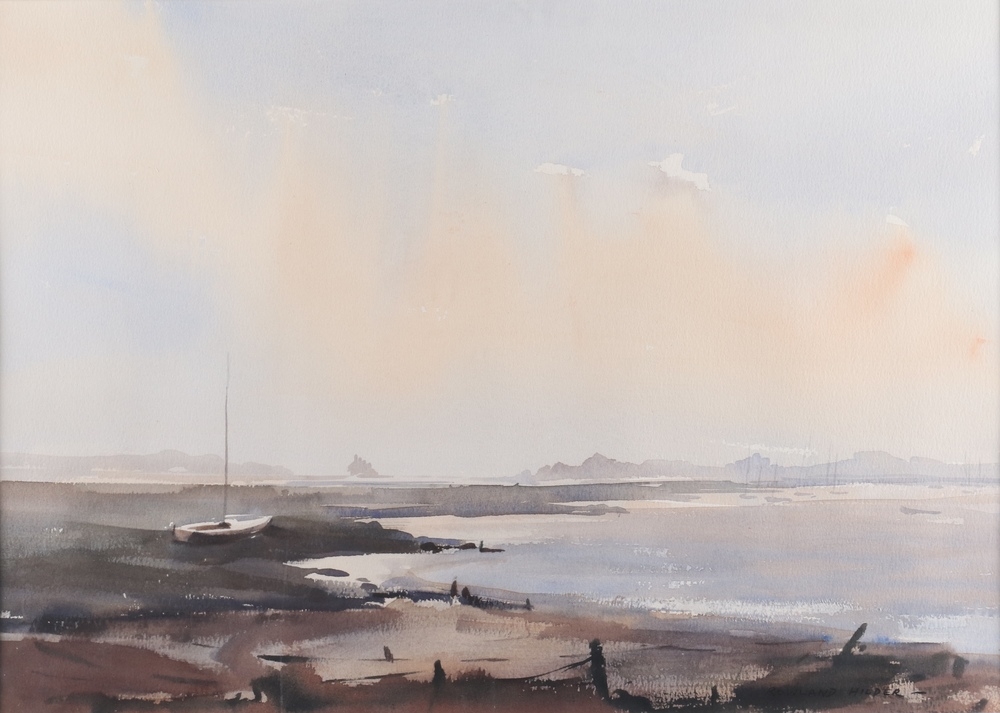 Rowland Hilder | mid Century watercolour of a harbour scene | MutualArt