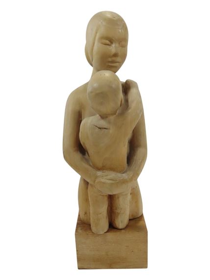 Alfreda Bakke | A carved elm figures of a mother with child by Alfreda ...