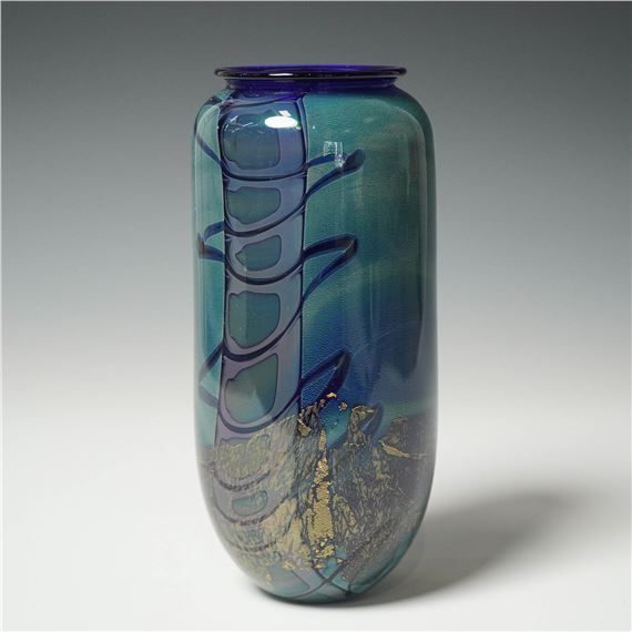 Robert Eickholt | Robert Eickholt Art Glass Vase with Gold Leaf Accents ...