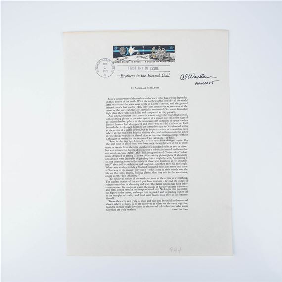 Alfred Worden | Alfred Worden Signed Commemorative Poem (20th Century ...