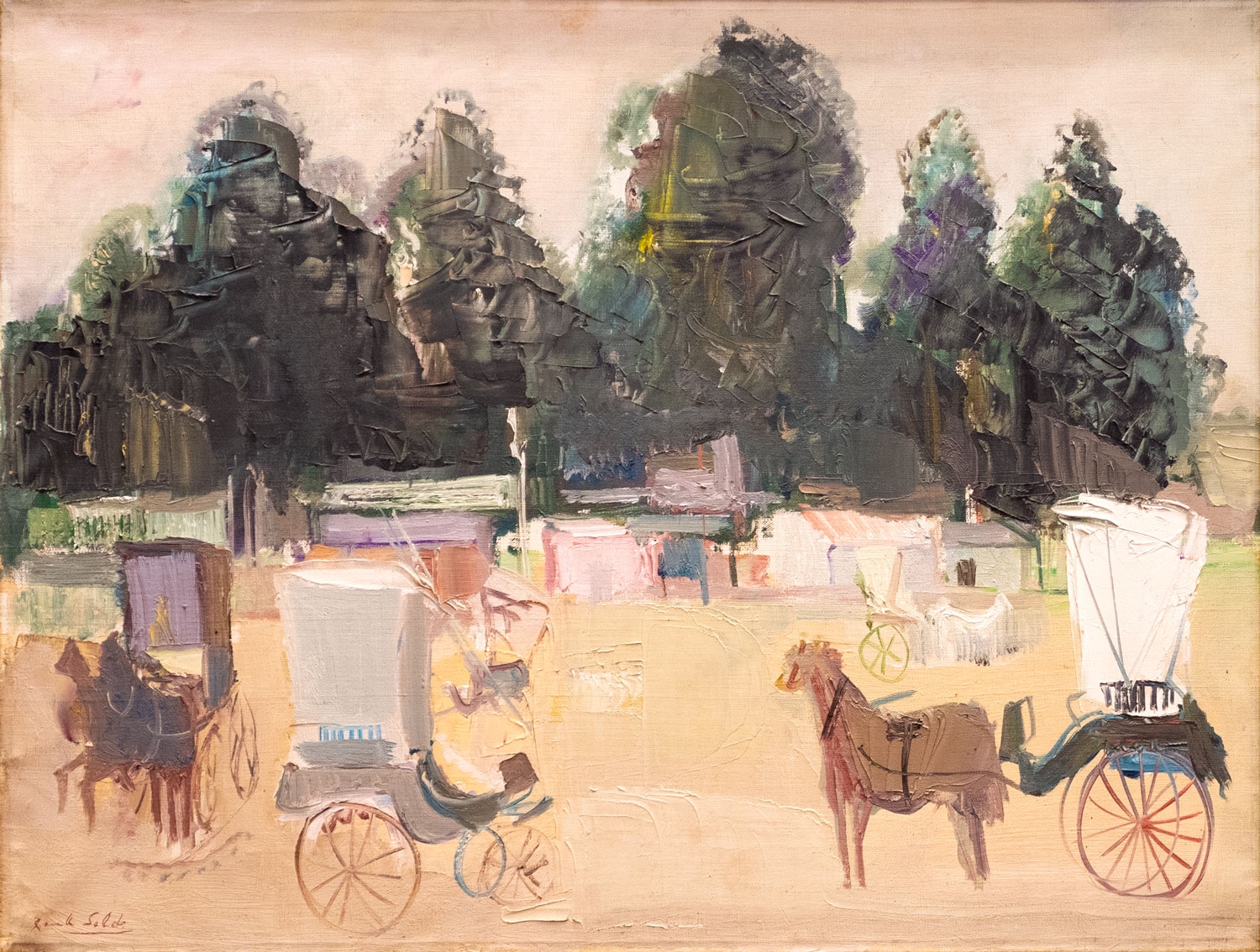 Raúl Soldi | Coches en un baldío | MutualArt