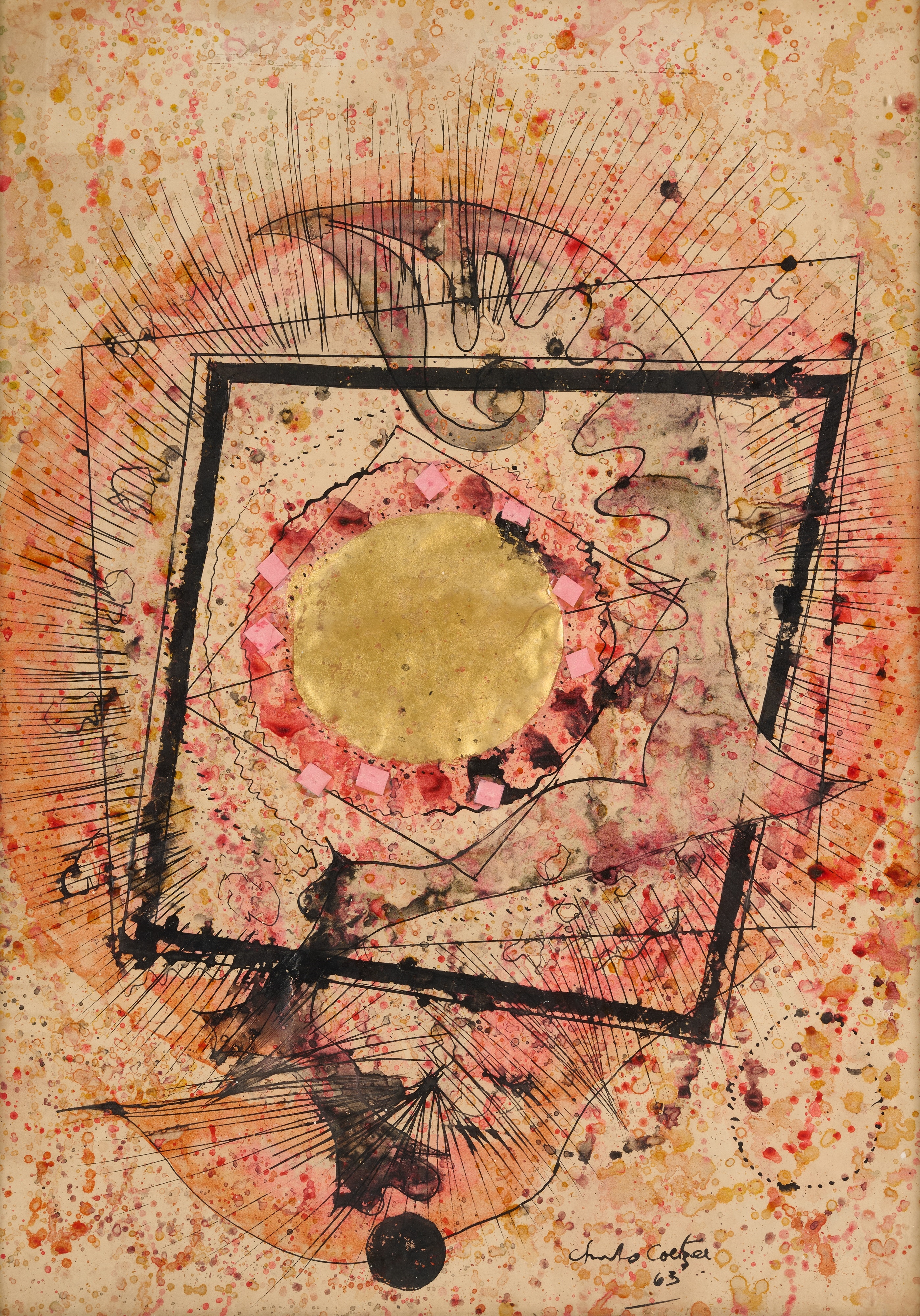 Christo Coetzee | PINK AND GOLD ABSTRACT COMPOSITION | MutualArt