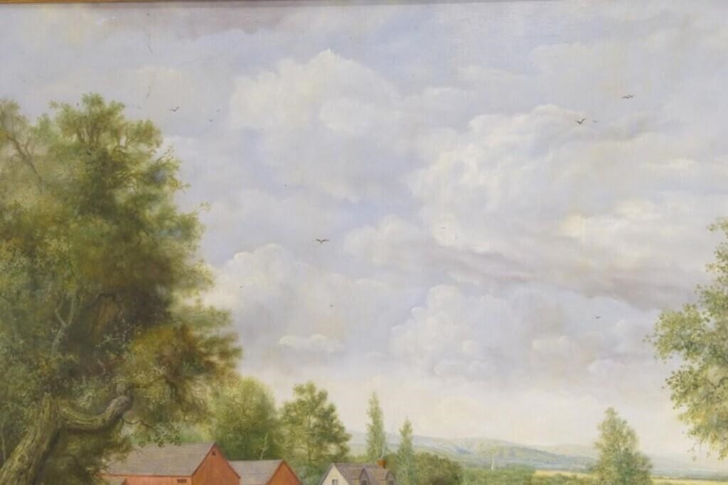 Raymon Bayless | California Landscape with Barns and Wheat field ...