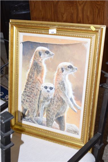 Stephen Gayford | Stephen Gayford coloured print of Meerkats The Three ...