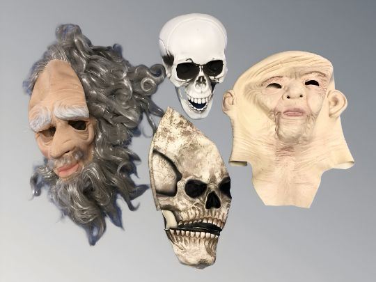 Human | An articulated model of a human skull and a group of grotesque ...