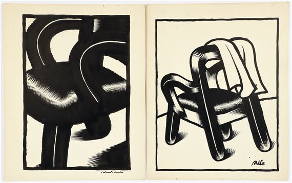 Robert Maurel | Pair of Ink Drawings of a Chair | MutualArt