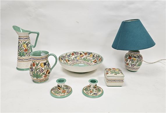 Charlotte Rhead | Group of Bursley ware Art Deco pottery by Charlotte ...