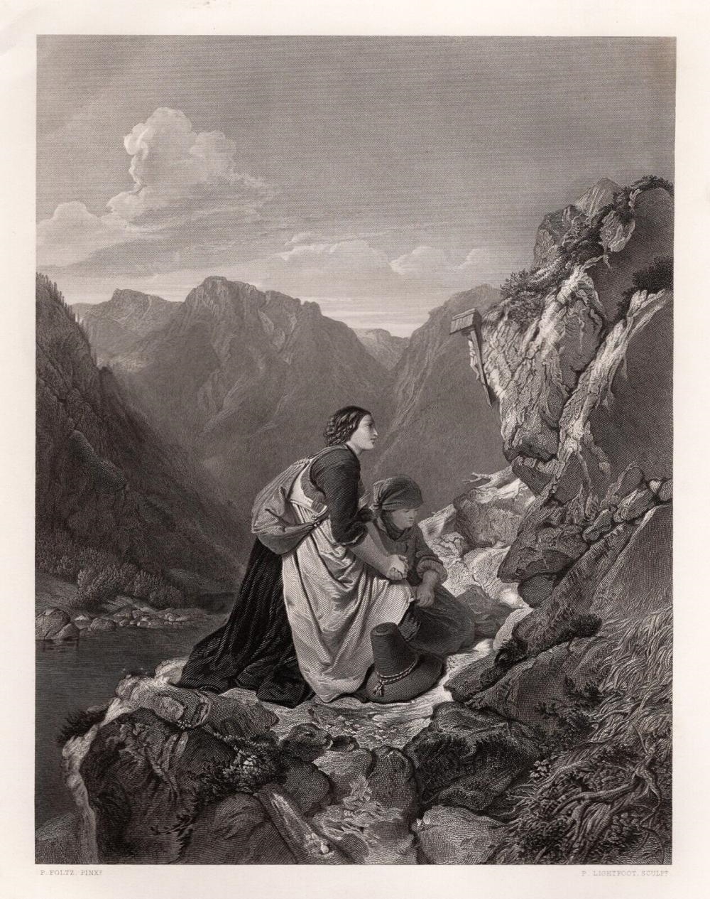 Philipp von Foltz | Prayer in the Tyrol (1859) | MutualArt