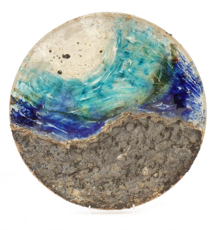 Erik Nyholm | A circular chamotte wall relief/dish (1971) | MutualArt