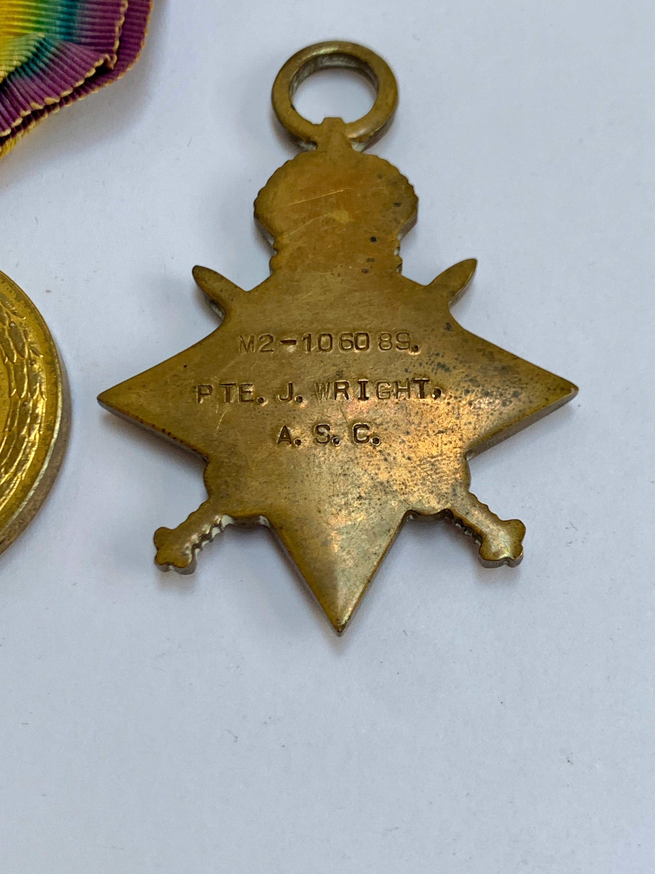 J. Wright | A WWI British War medal trio awarded to Pte. J. Wright, A.S ...
