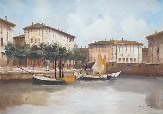 Guido Borelli | Venetian canal scene | MutualArt