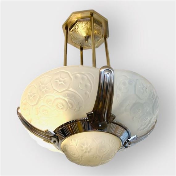 Muller Freres | MULLER FRERES LUNEVILLE Art Deco chandelier in bronze ...