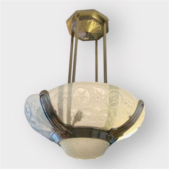 Muller Freres | MULLER FRERES LUNEVILLE Art Deco chandelier in bronze ...