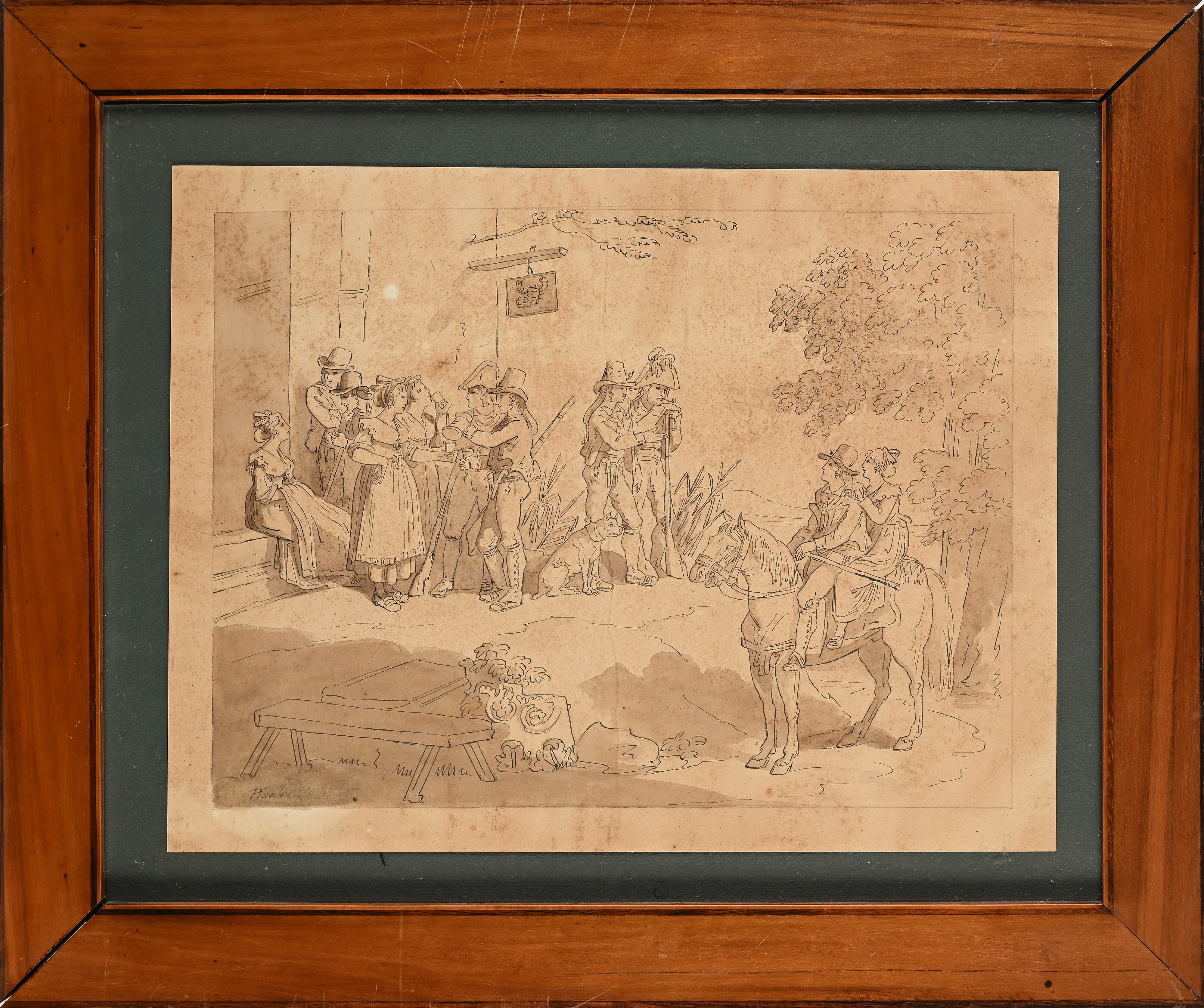 Bartolomeo Pinelli | Donne e soldati all'osteria | MutualArt