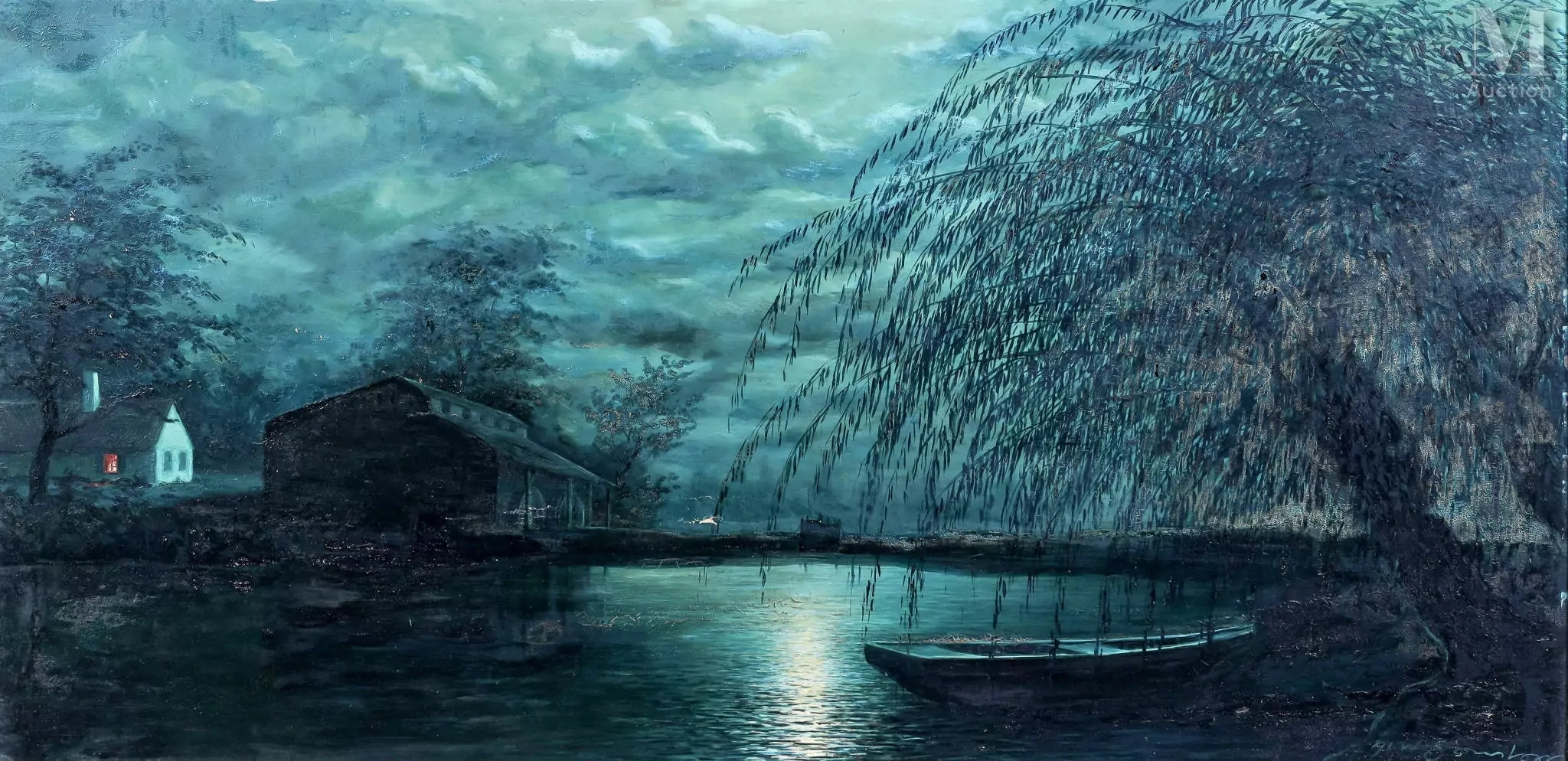 Alexandre W. Sousloff | Barque au clair de lune, | MutualArt