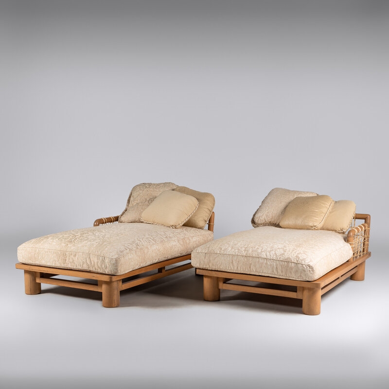 Karl Springer | Pair of dowel-wood chaises | MutualArt