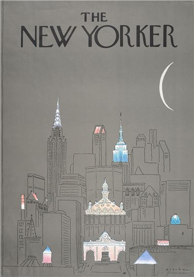R.O. Blechman | R.O. Blechman NEW YORK CITY SKYLINE AT NIGHT Poster ...
