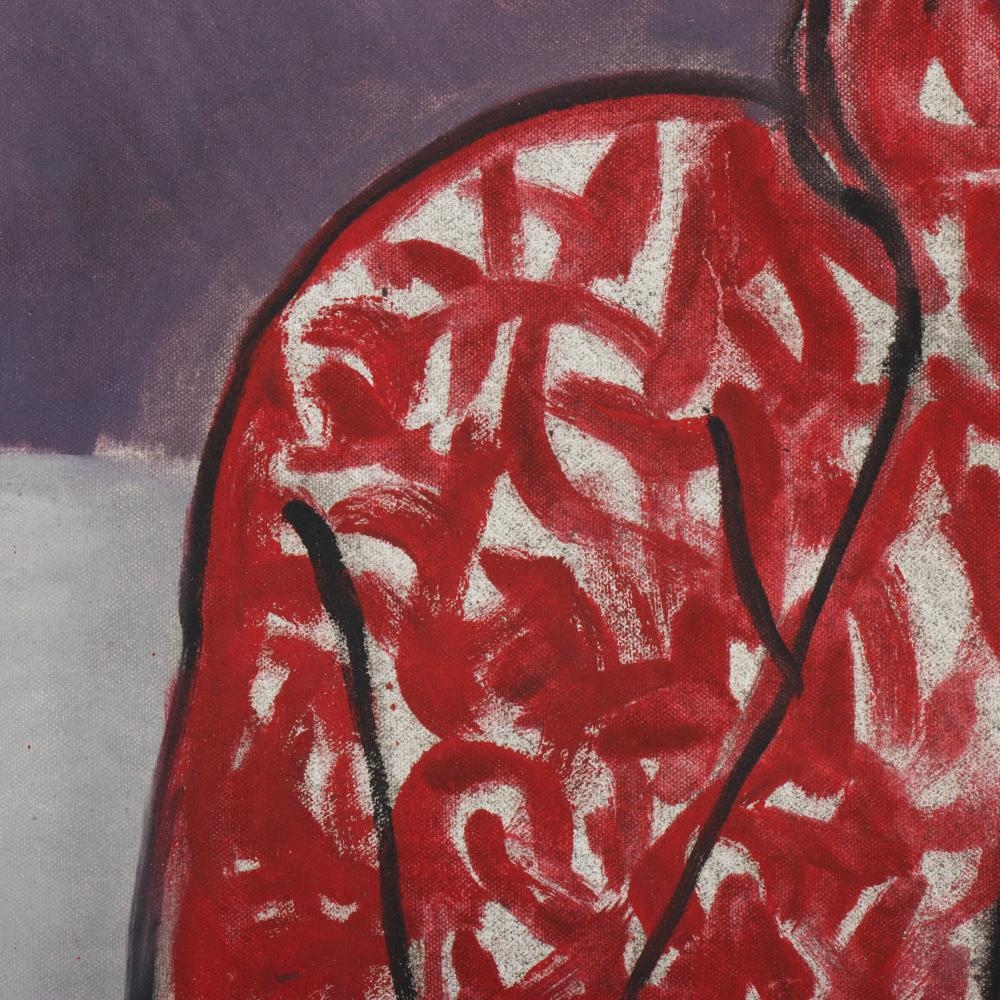 Mae Alice Engron | seated female figure with mask (1984) | MutualArt