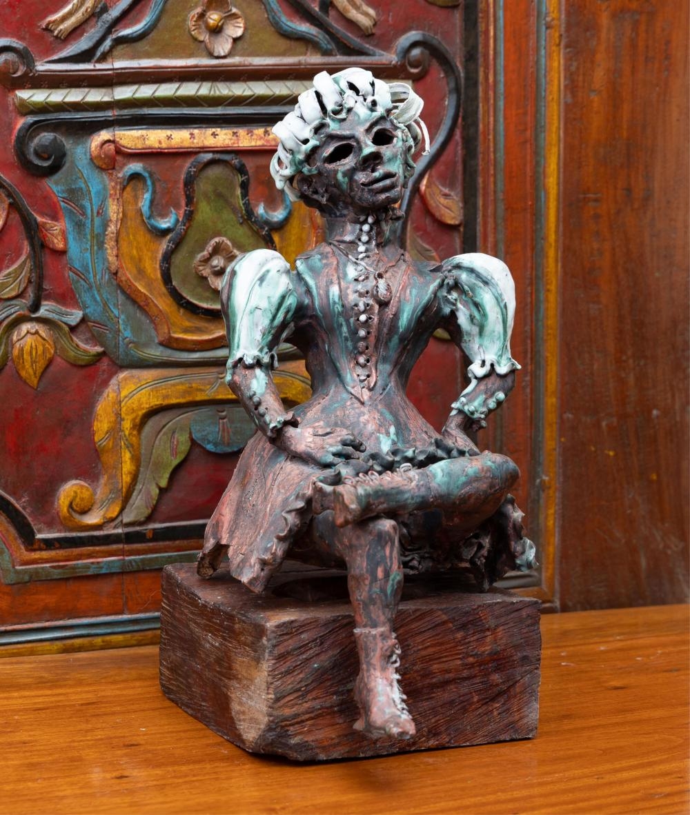 Gregory John Irvine | A Greg Irvine glazed terracotta seated female on ...