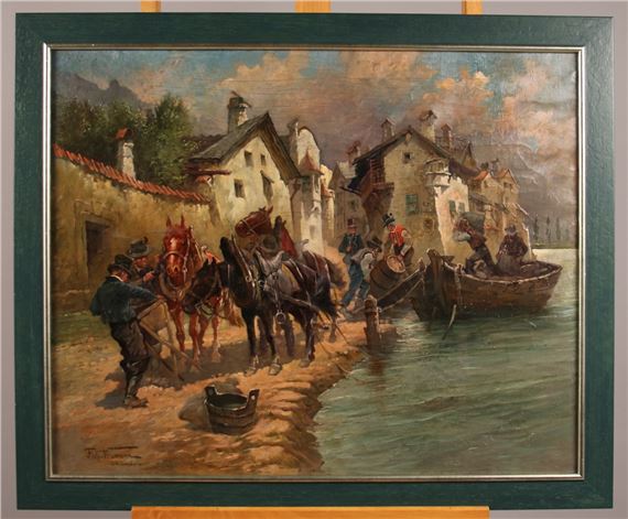 Fritz Neumann | Zollkontrolle im Hafen nebst Pferdegespann (1910 ...