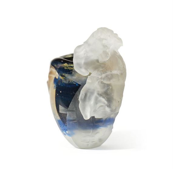 Raymond Martinez | Blown and partially etched glass sculpture vase ...