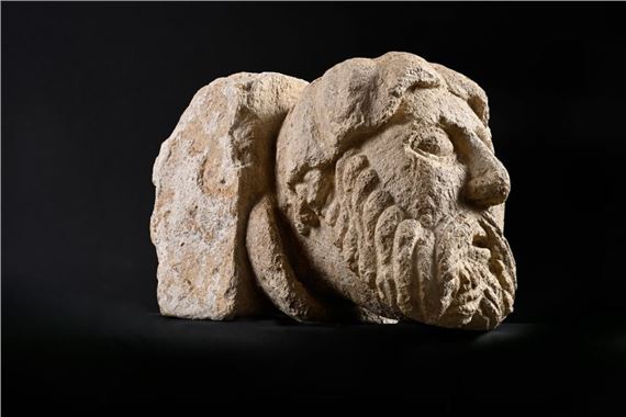 English School, 13th Century | Carved limestone modillion depicting a ...