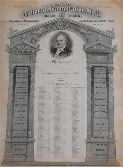 James Buchanan | PRESIDENT JAMES BUCHANAN INAUGURAL BALL INVITATION ...