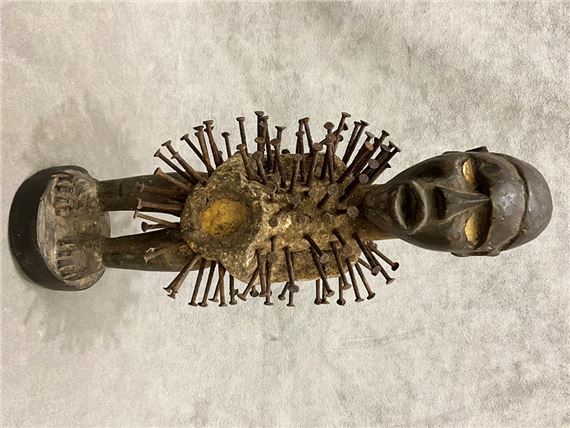 Nkisi | CONGOLESE YOMBE TRIBE NAIL FETISH NKISI FIGURE | MutualArt